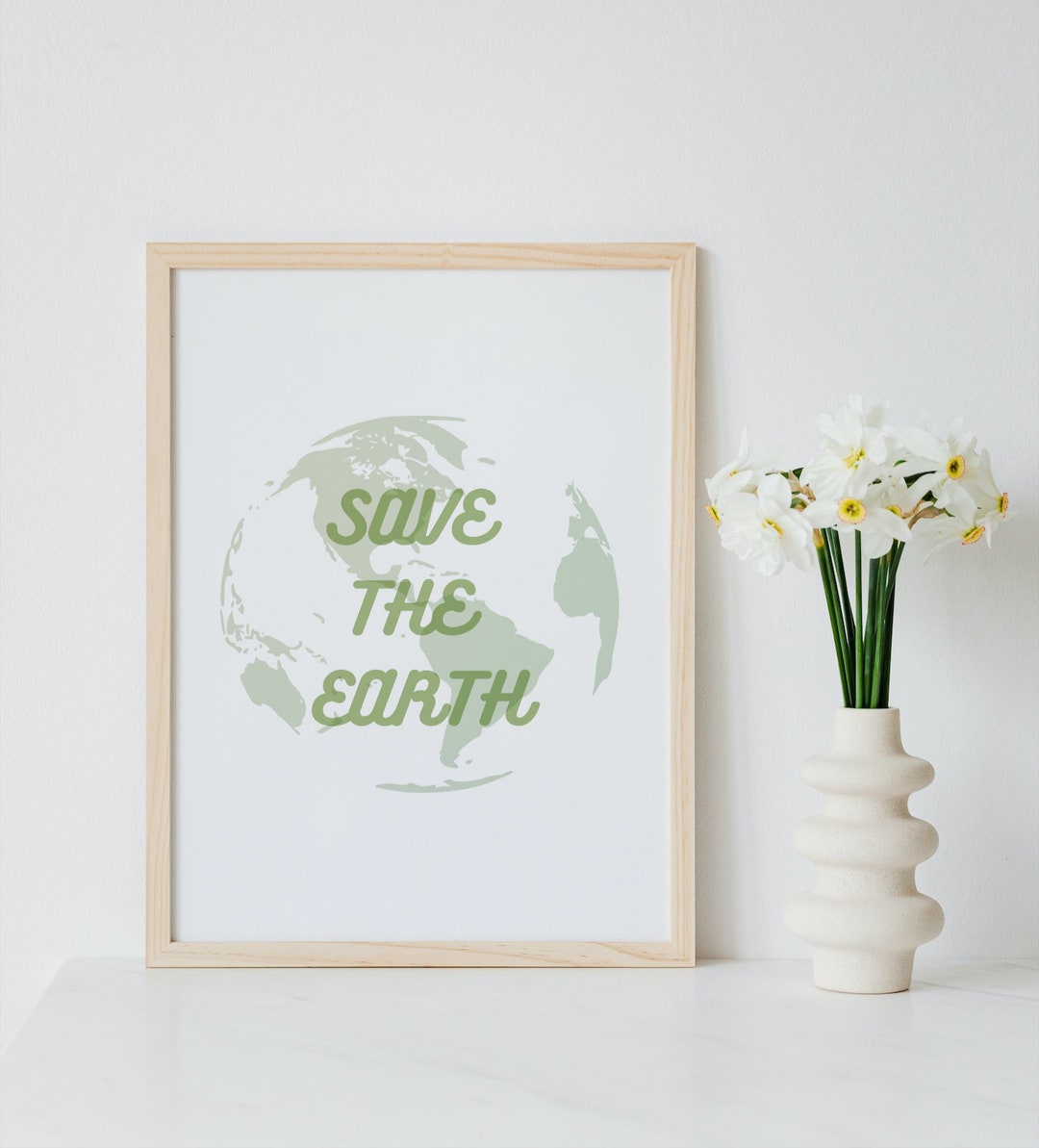 SAVE THE EARTH Printable, Earth Day, Love the Earth Print, Globe ...