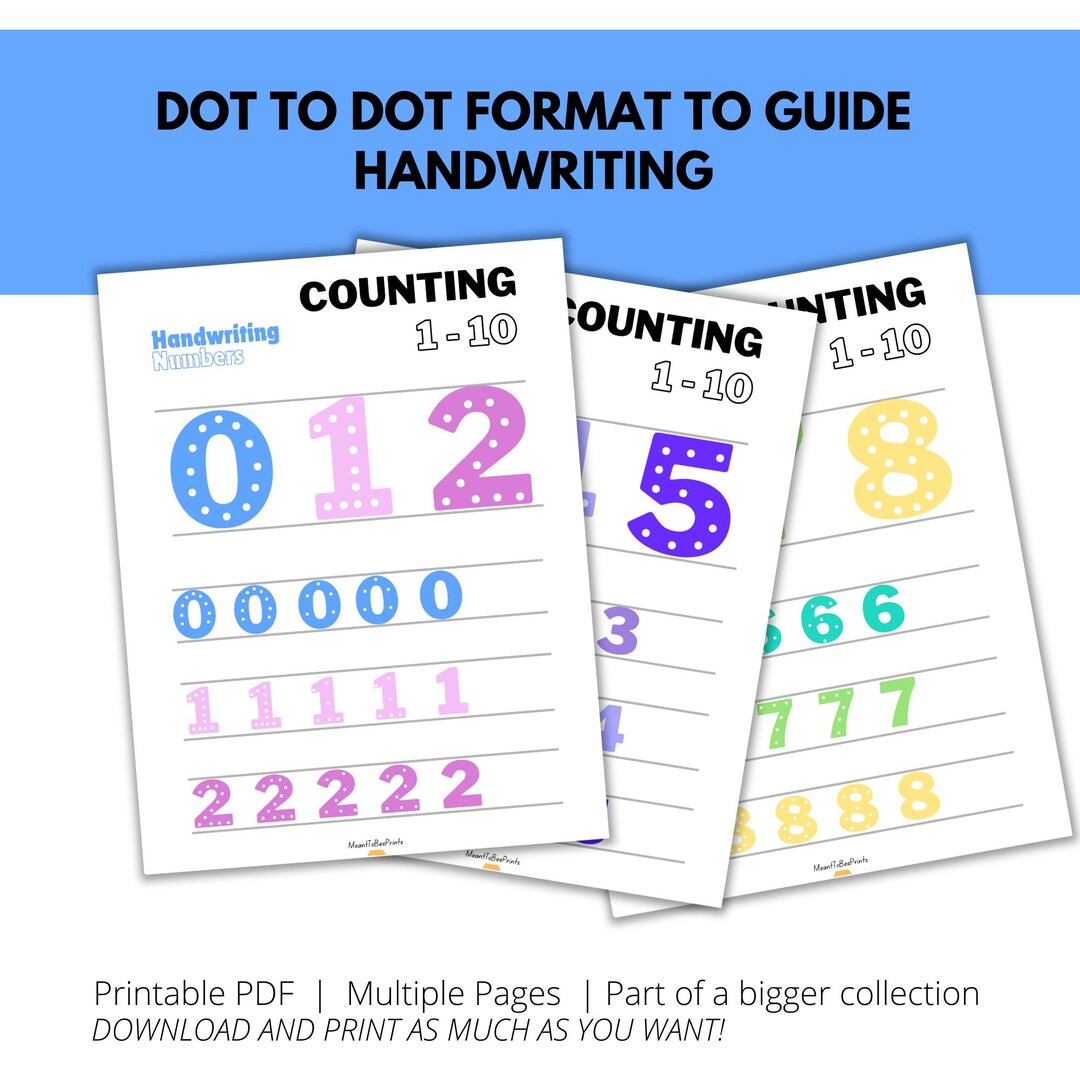HANDWRITING NUMBERS * COUNTING 1-10 * Numbers Series (1 ...