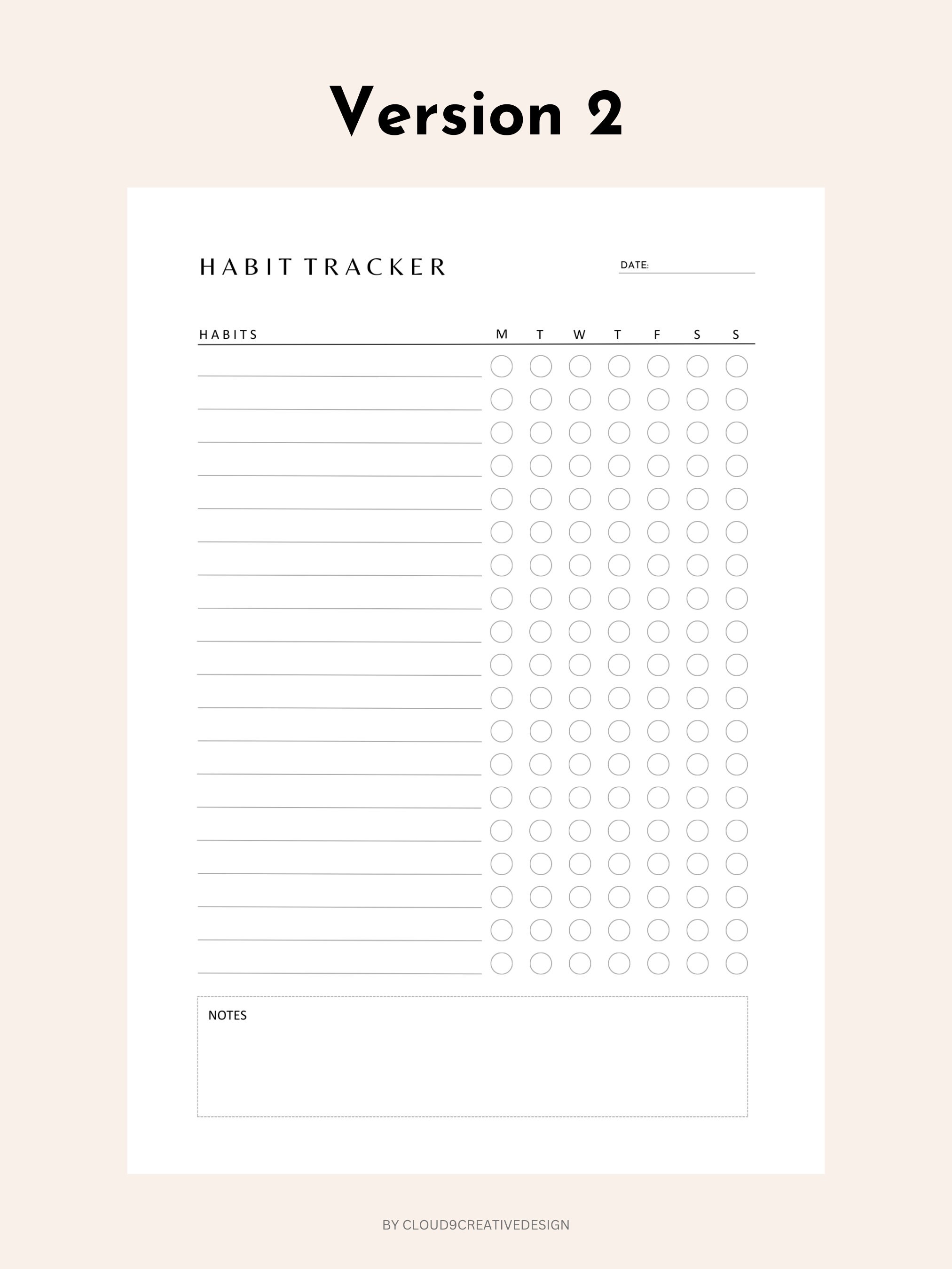 Weekly Habit Tracker Printable Template With Contemporary and - Etsy