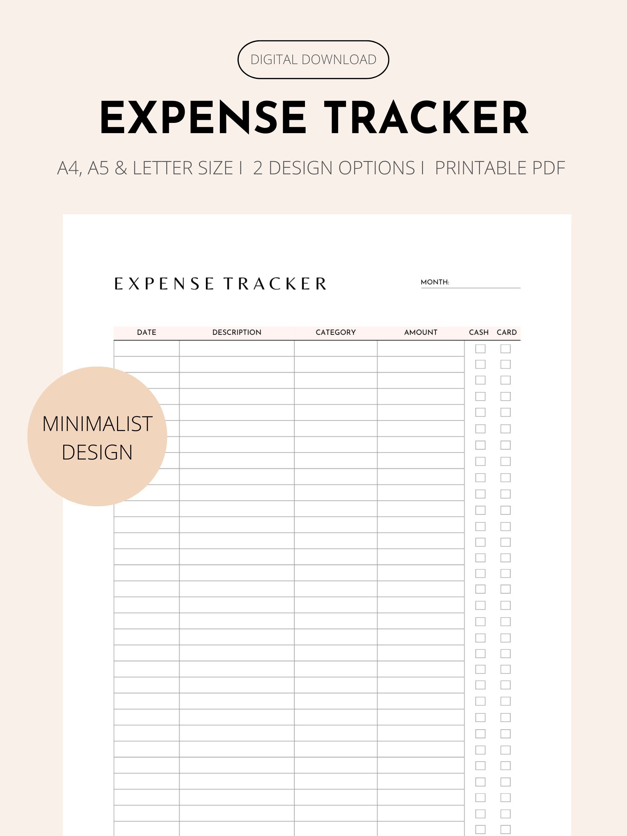 Personal Printable Expense Tracker Template for Finance - Etsy Australia