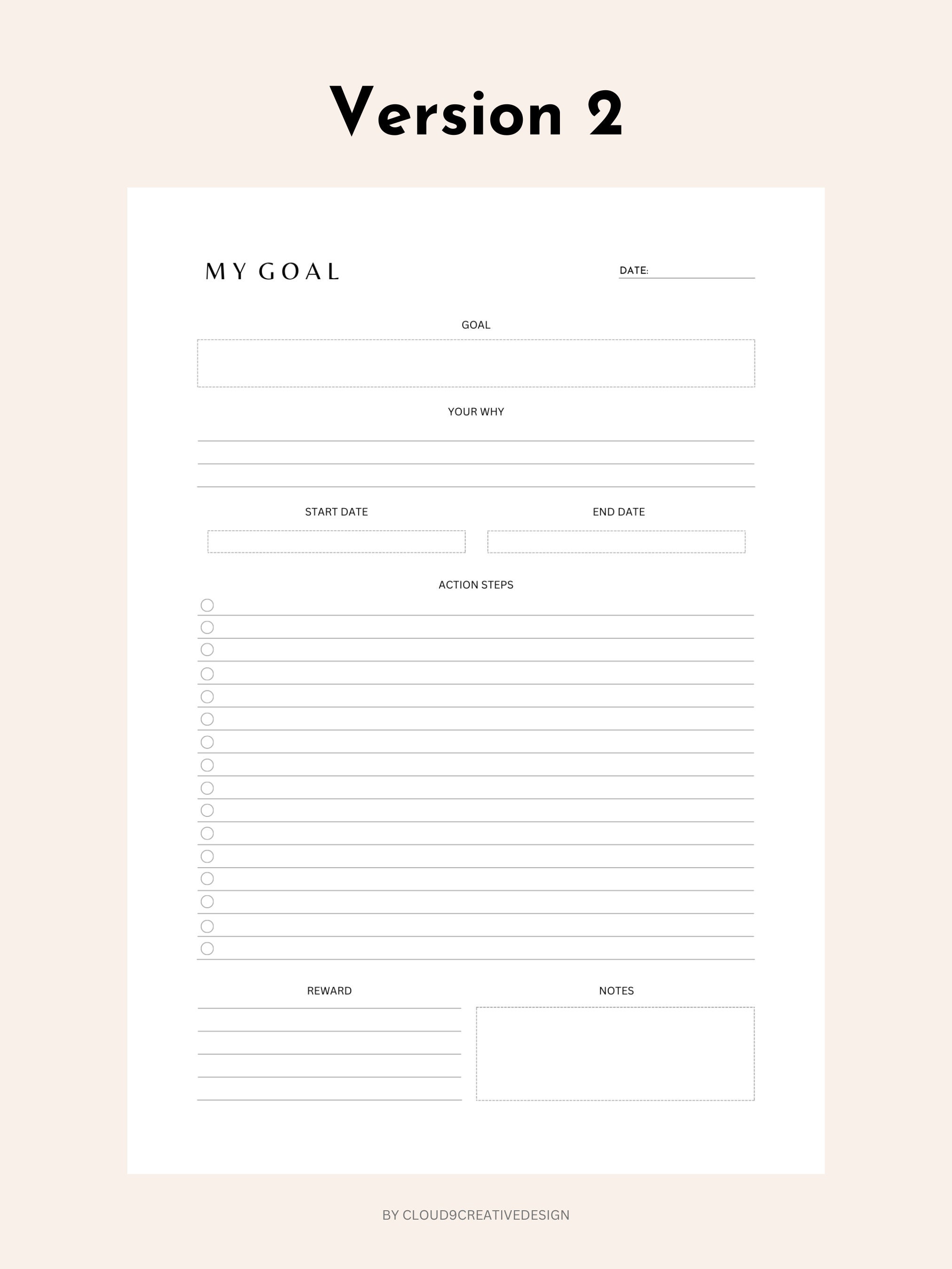 My Goal Planner Printable Template For A Minimalist Organiser Etsy