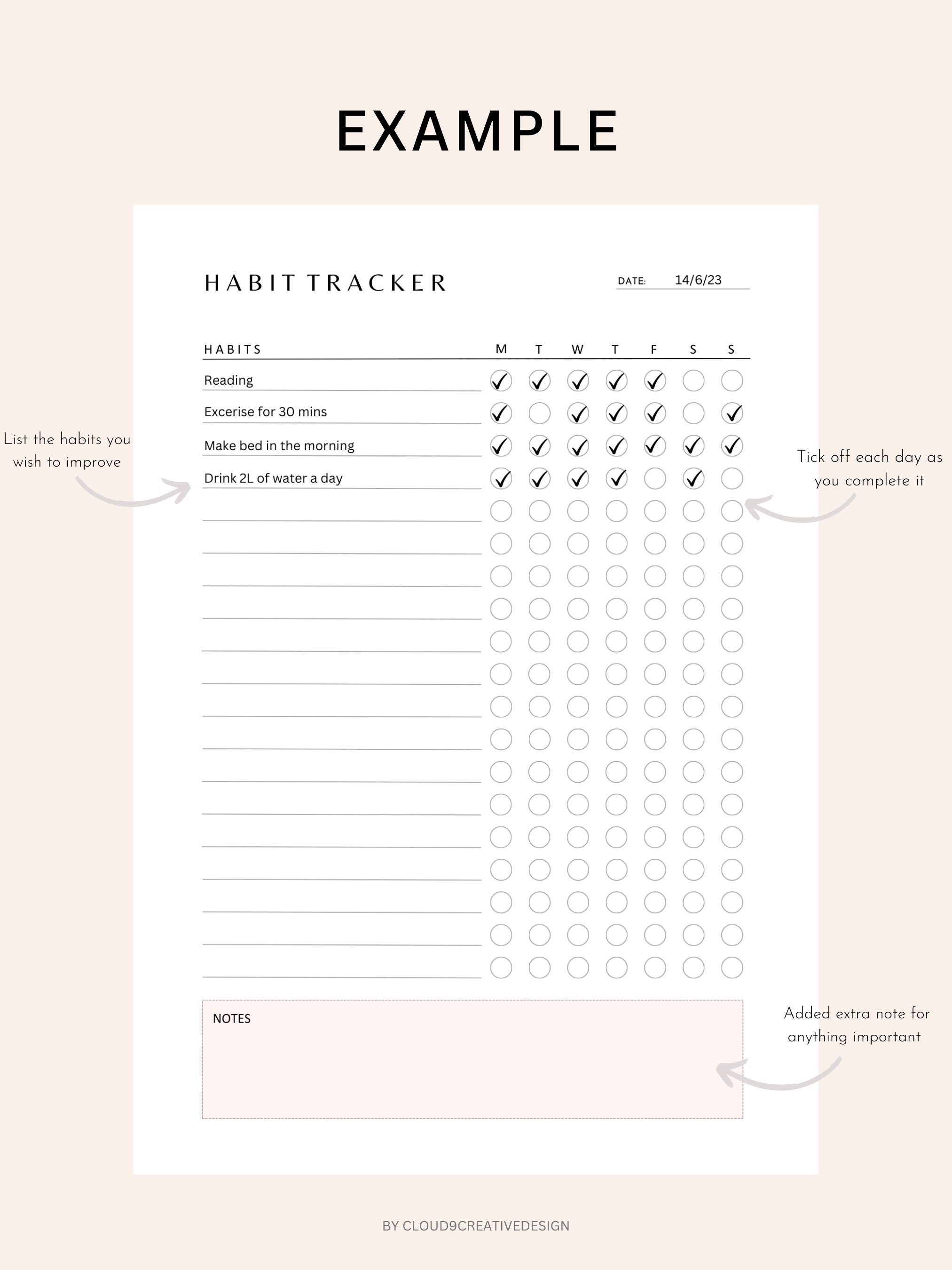 Weekly Habit Tracker Printable Template With Contemporary and - Etsy