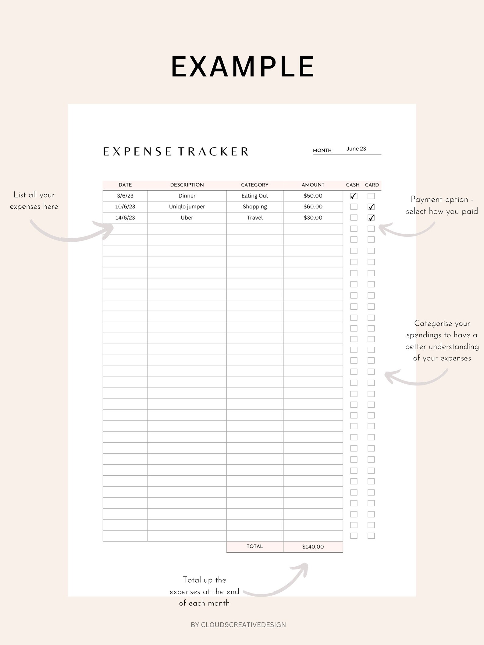 Personal Printable Expense Tracker Template for Finance - Etsy Australia