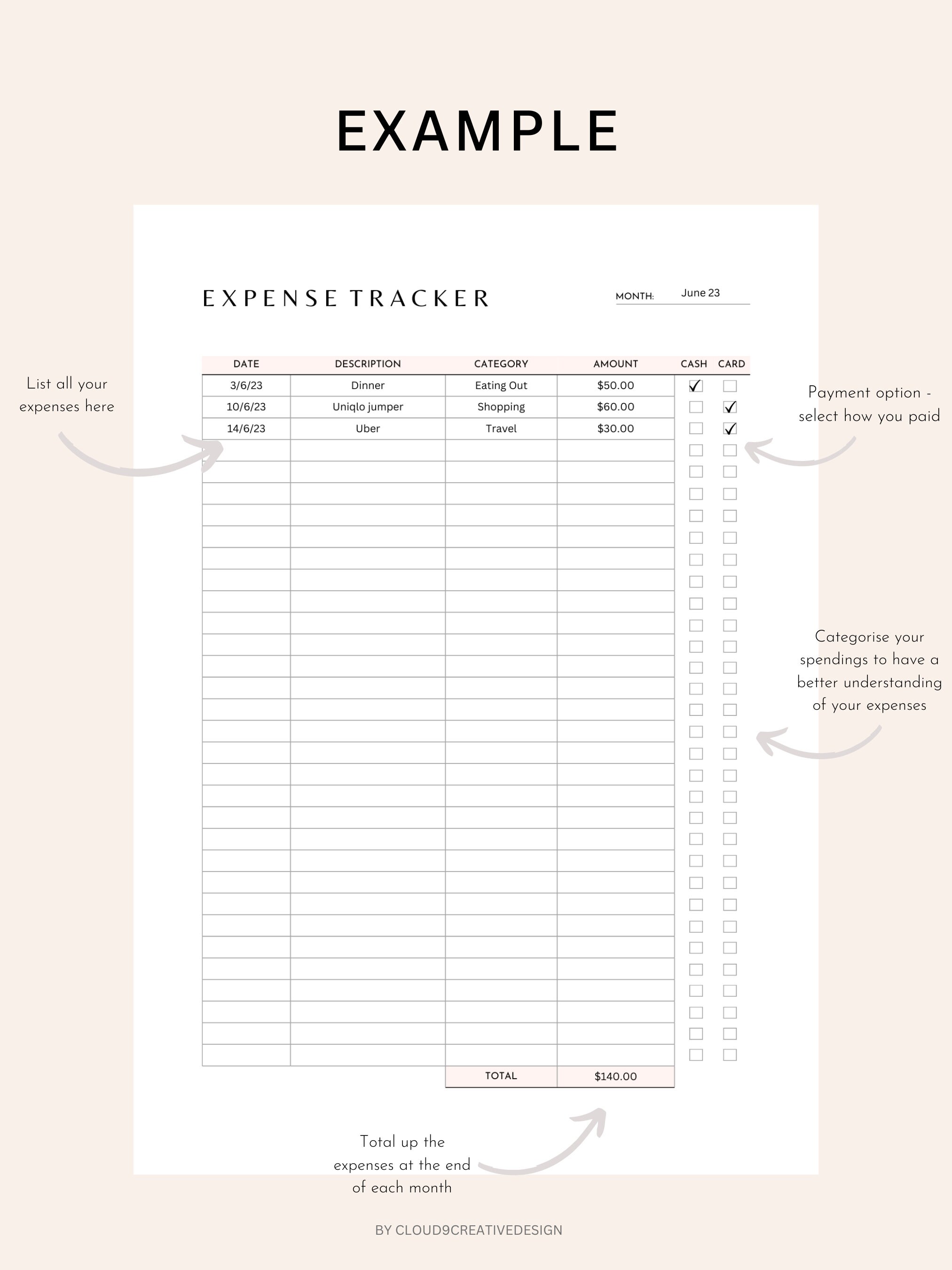 Personal Printable Expense Tracker Template for Finance - Etsy Australia