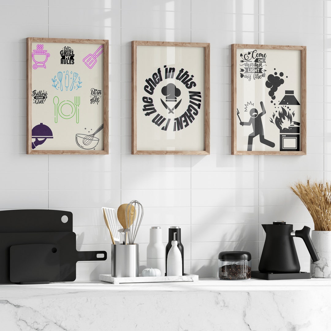 Kitchen Wall Art Set of 3 | Kitchen Wall Decor | Dining Room Wall Art ...