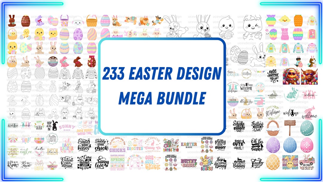 Easter Mega Bundle|happy Easter Png,svg,dfx,pdf,eps|retro Easter Bundle ...
