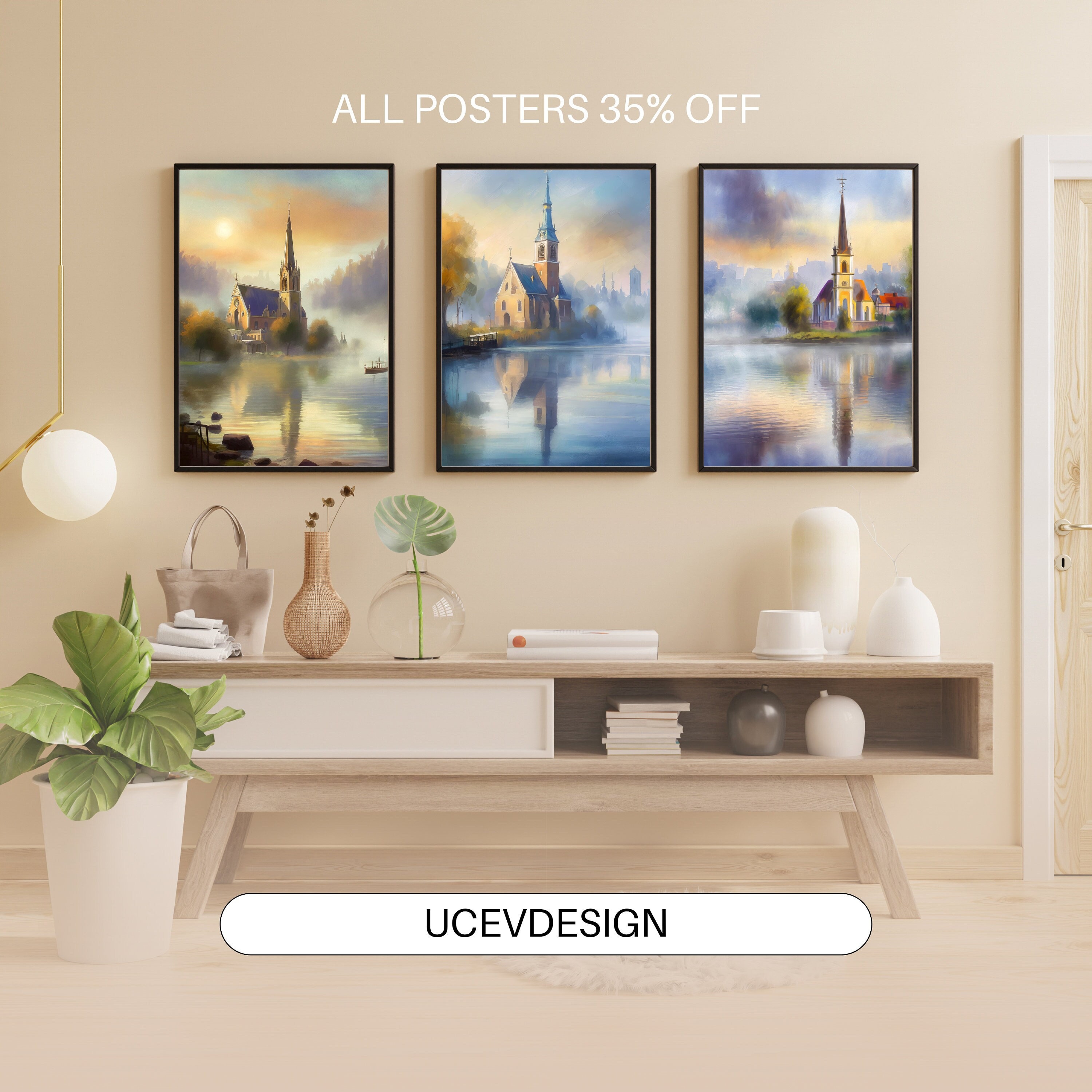 City of Parish Church Wall Art Prints Set of 3, Digital Download ...