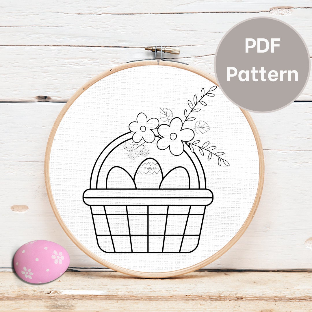 Easter Embroidery Design, Hand Embroidery Pattern PDF, Easter Basket ...