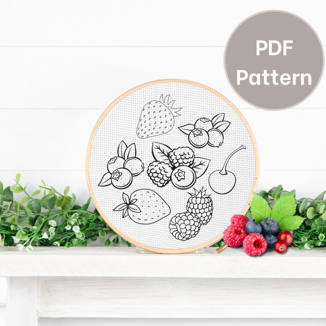 Raspberry Embroidery Design, Hand Embroidery Pattern PDF of ...