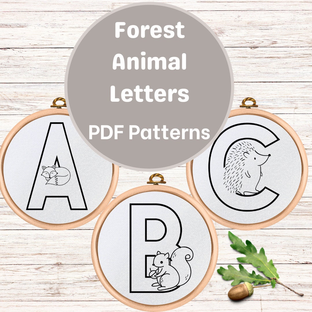 Forest Animal Letters Embroidery Designs: DIY Nursery (PDF Pattern) - Etsy