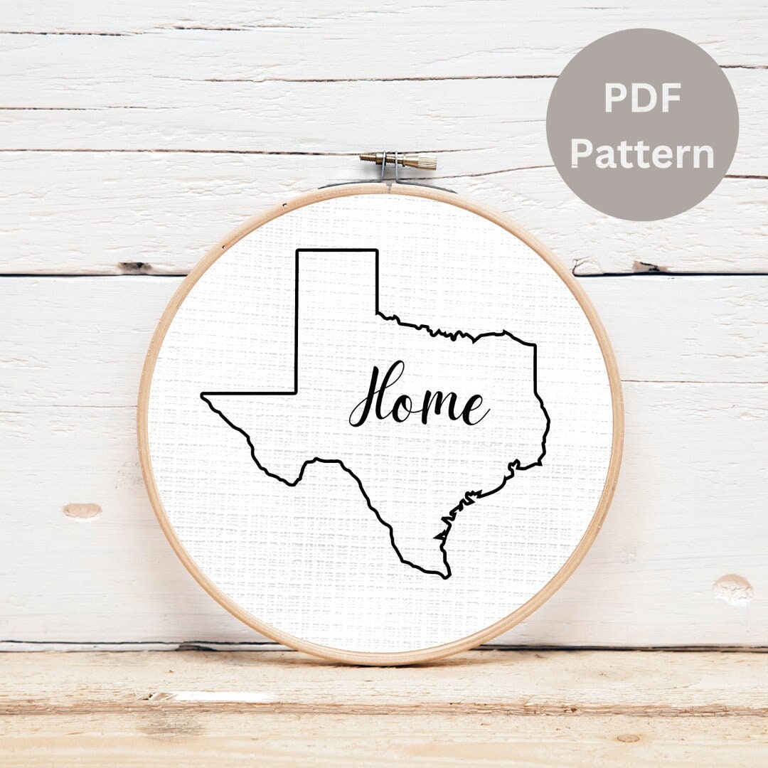 Texas Hand Embroidery Pattern; US States Home Embroidery Design, Lone ...