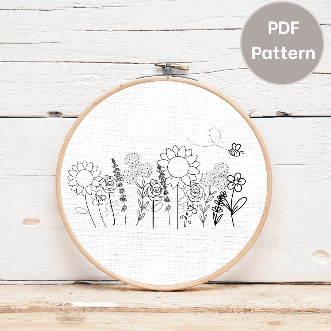Wildflower Hand Embroidery Pattern; Digital Download; Daisy Embroidery ...