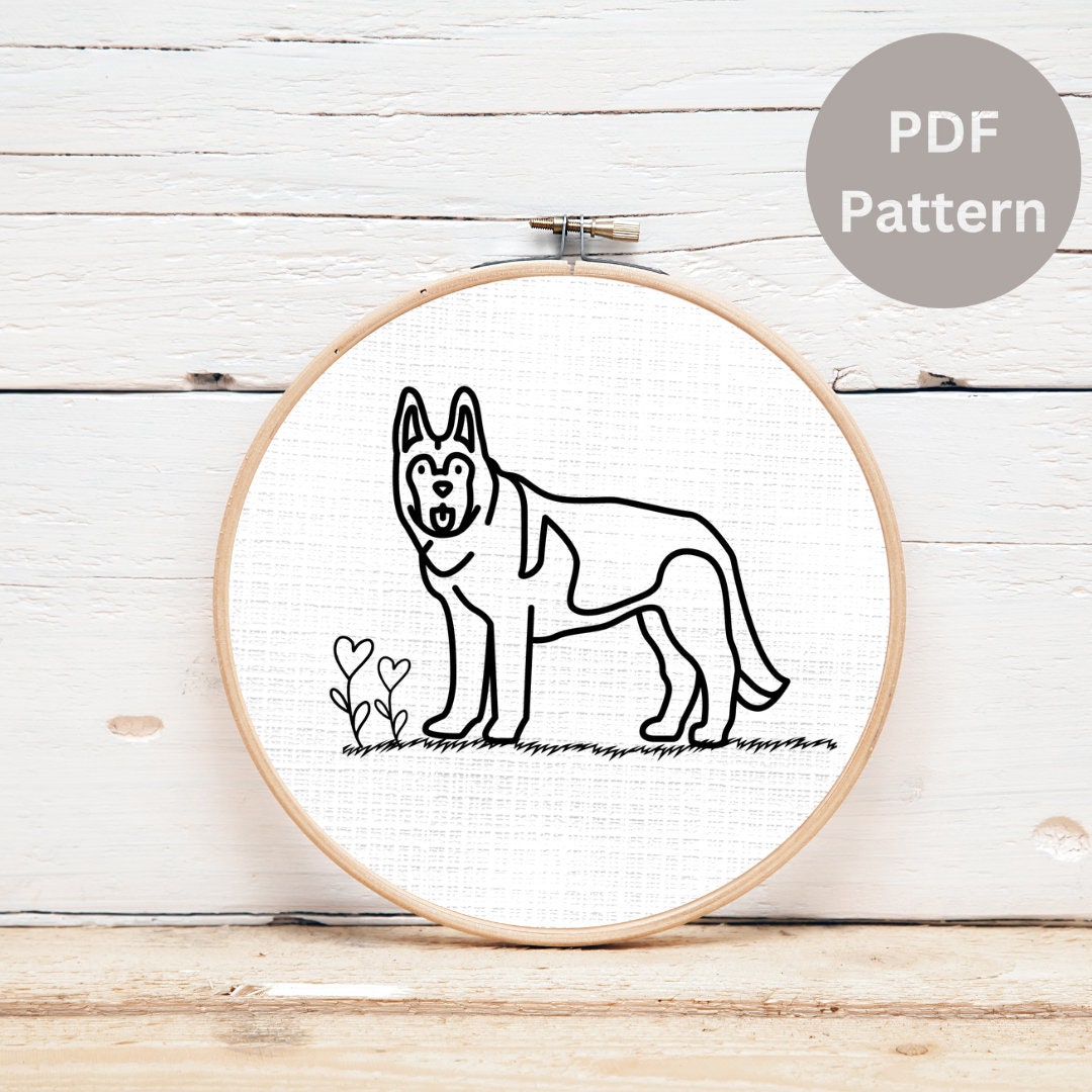German Shepherd Embroidery Pattern: Dog Lover Gift (PDF Download) - Etsy