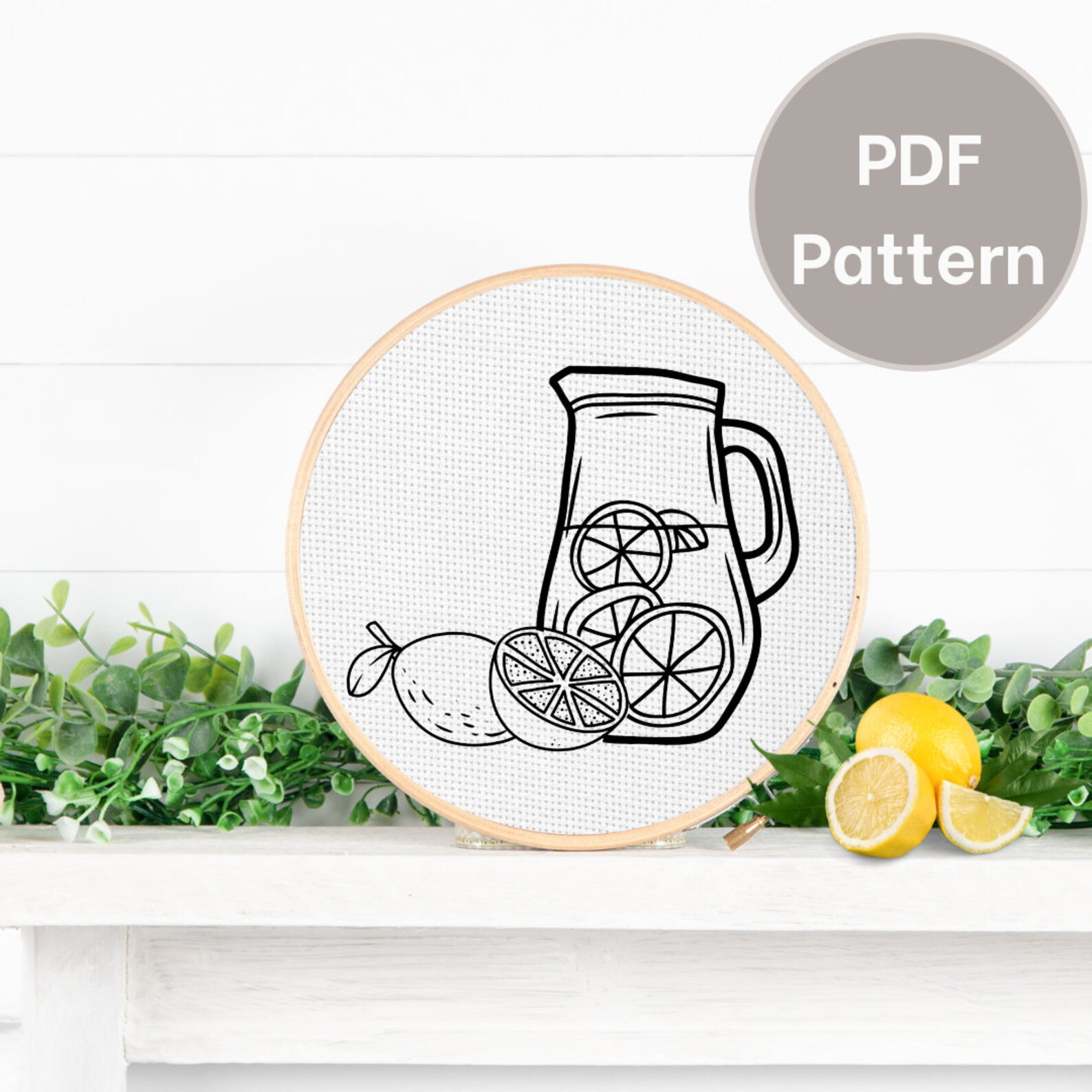 Lemonade Embroidery Design, Hand Embroidery Pattern PDF of Lemons ...