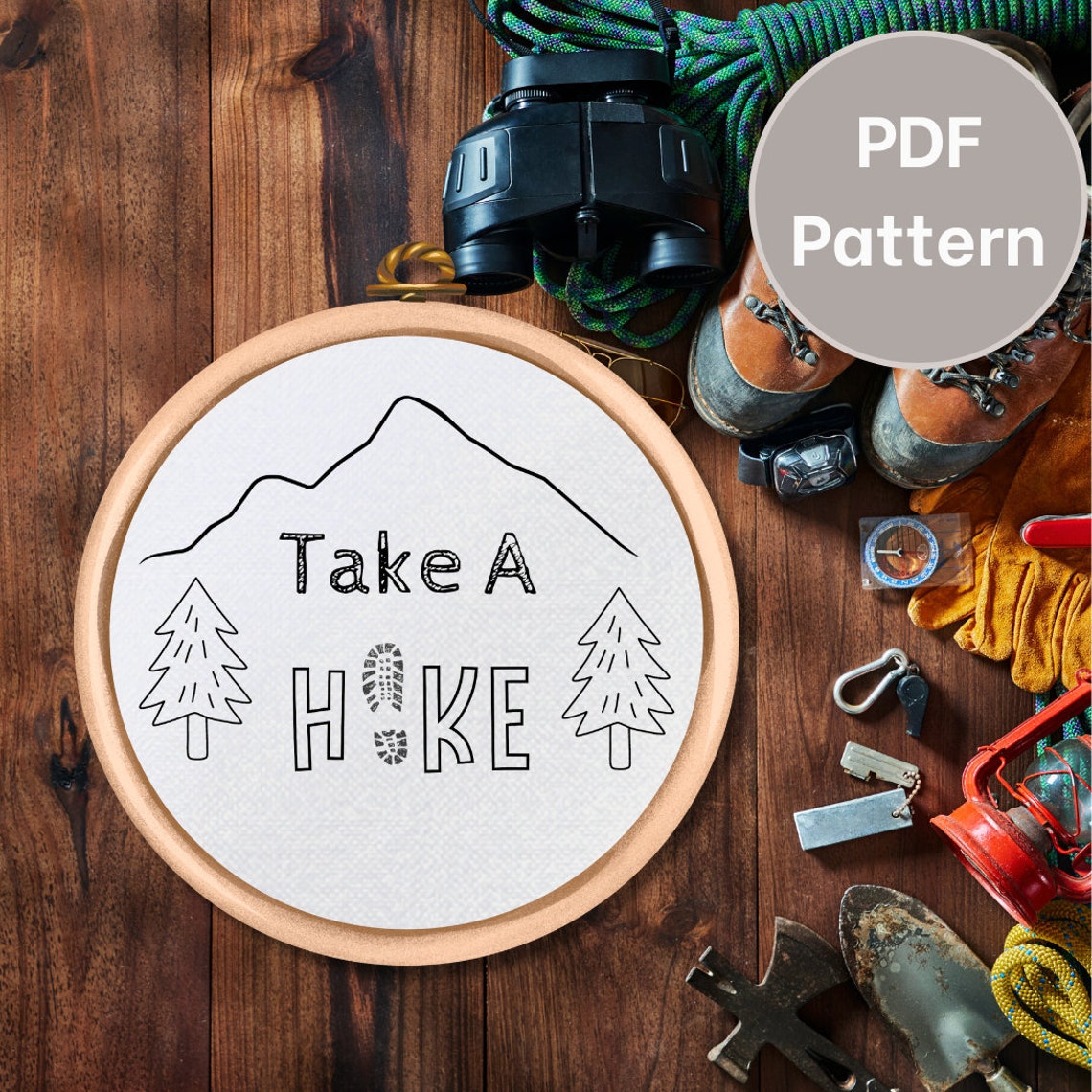 Take a Hike Embroidery Pattern PDF, Hiking Embroidery Design - Etsy