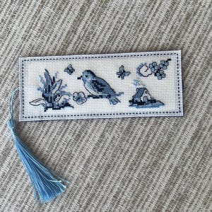 Hand-embroidered Bookmark in a Blue Toile Design. Blue and White Cute ...