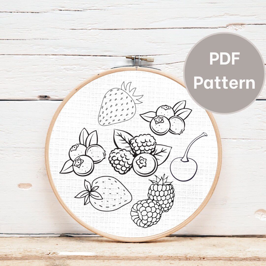 Raspberry Embroidery Design, Hand Embroidery Pattern PDF of ...