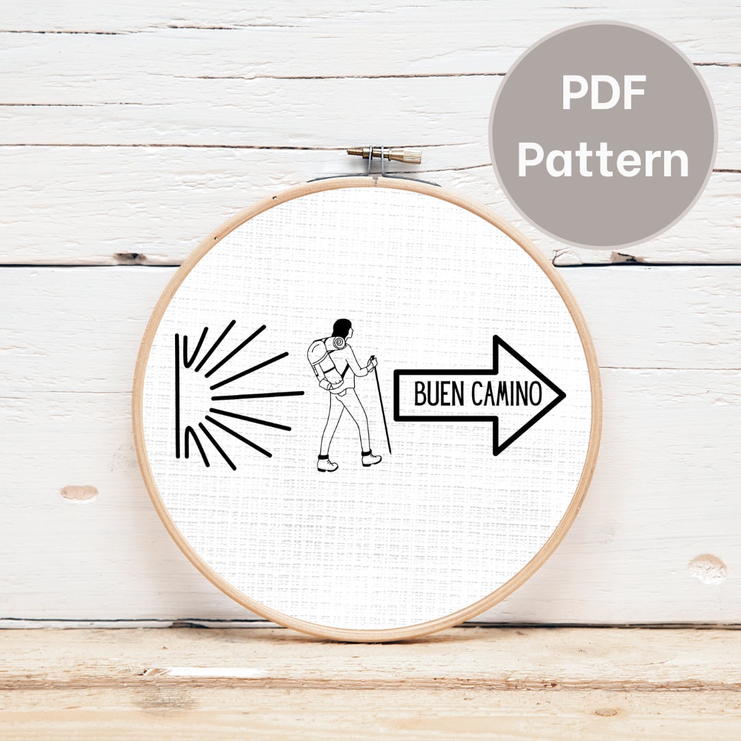 Camino De Santiago Embroidery Pattern; Hiking Embroidery Design; Camino ...