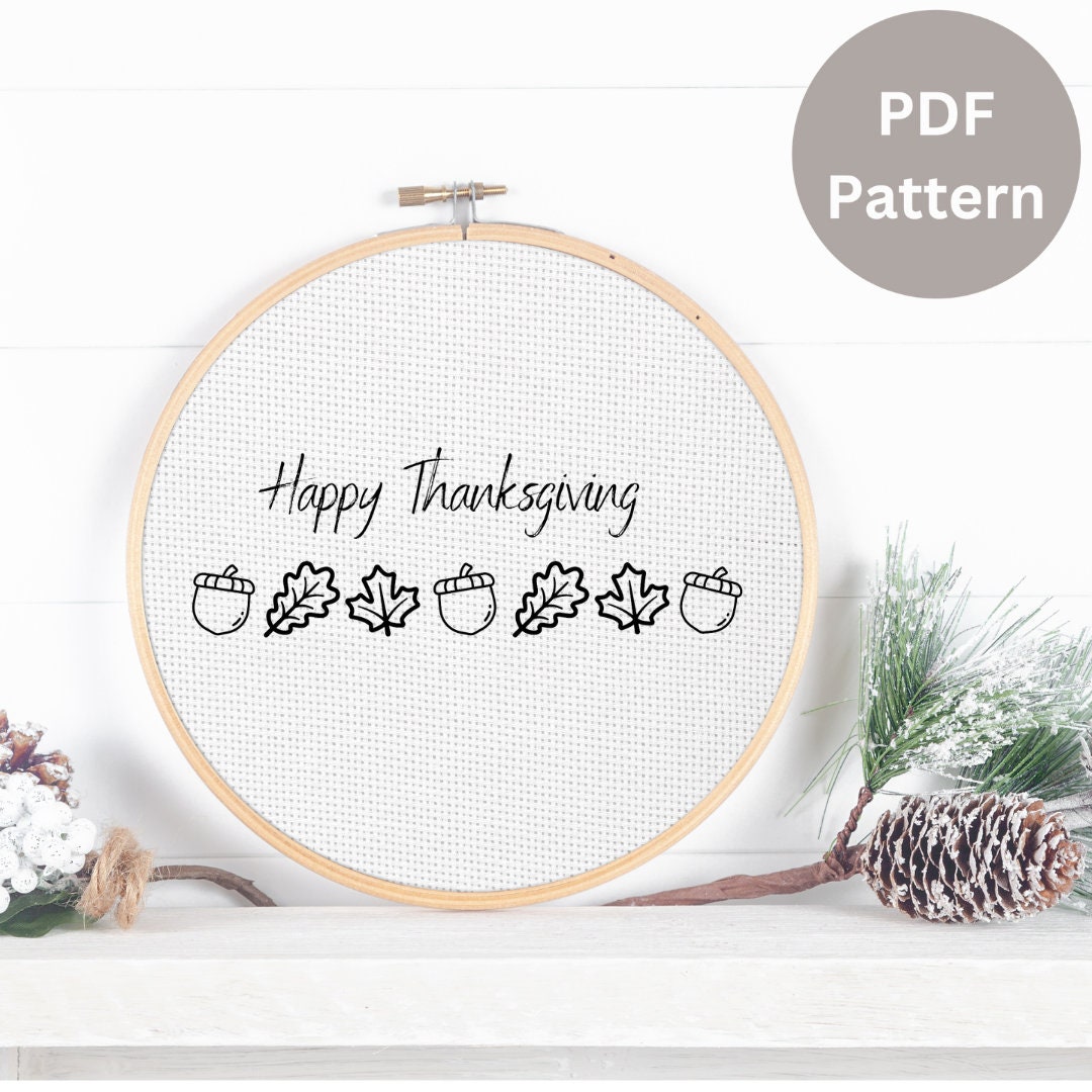 Thanksgiving Hand Embroidery Pattern, Printable Design, Fall Home Decor ...