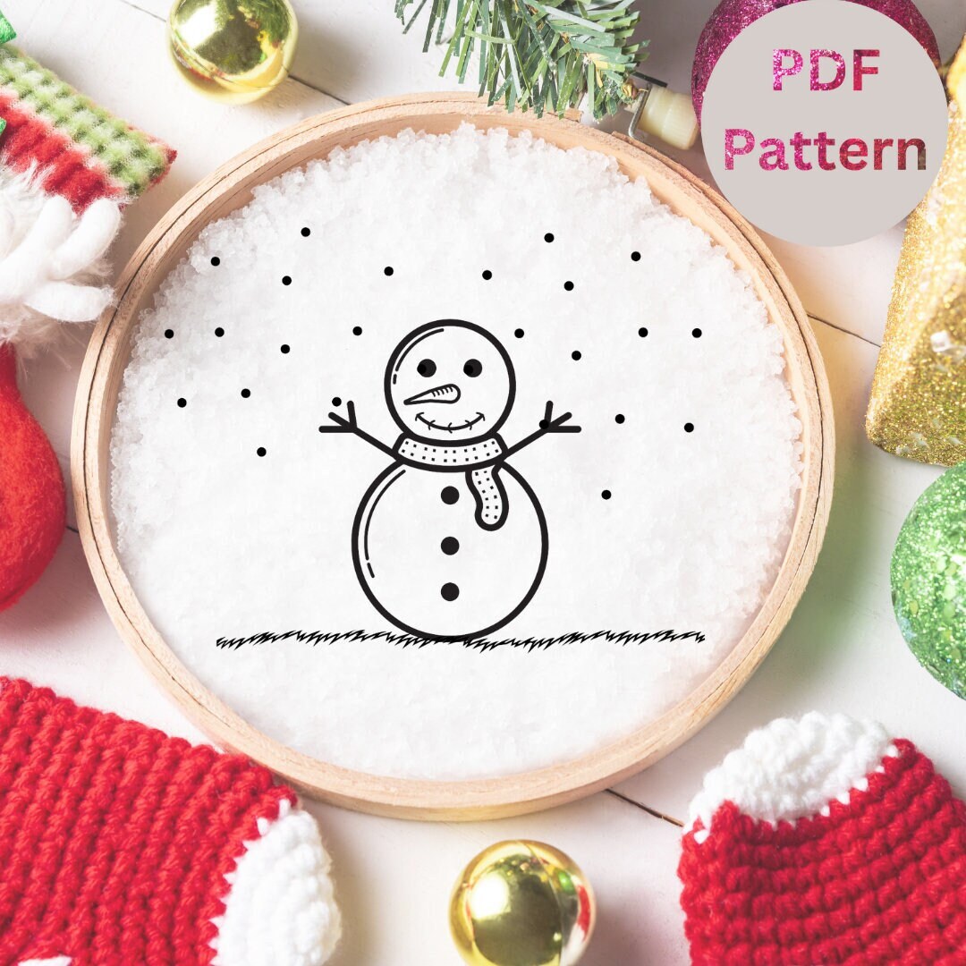 Snowman Embroidery Pattern, Christmas Hand Embroidery Design, Winter ...