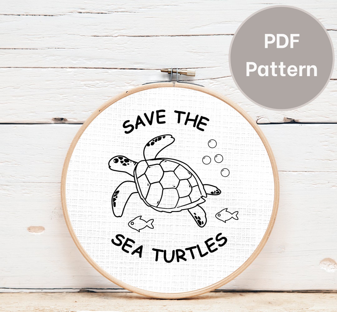 Sea Turtle Embroidery Design, Hand Embroidery Pattern Pdf; Printable ...