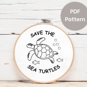 Sea Turtle Embroidery Design, Hand Embroidery Pattern Pdf; Printable ...