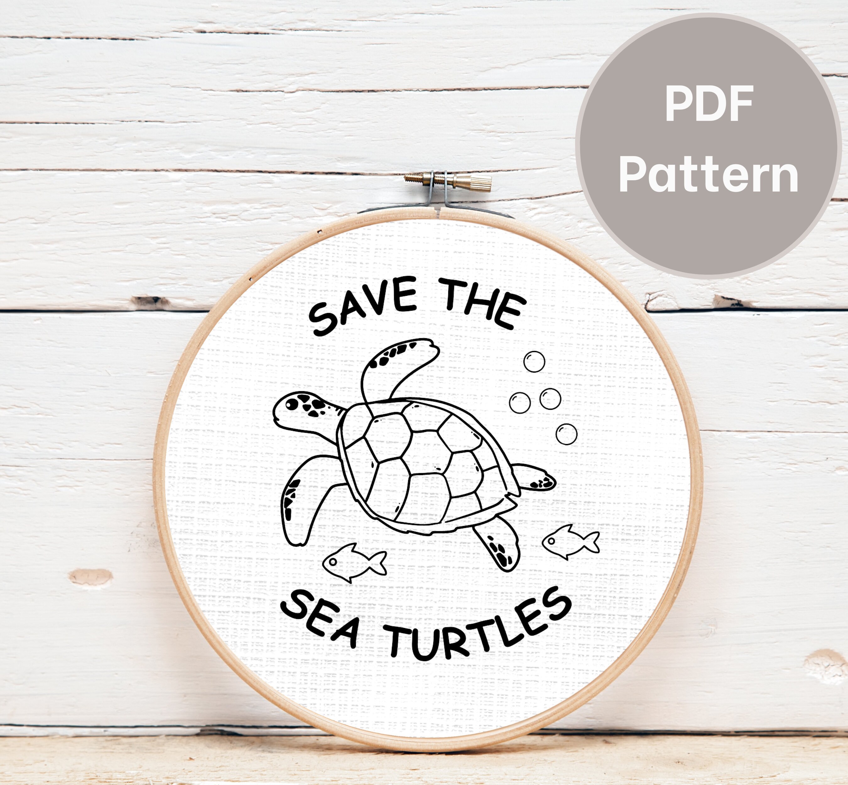 Sea Turtle Embroidery Design, Hand Embroidery Pattern Pdf; Printable ...
