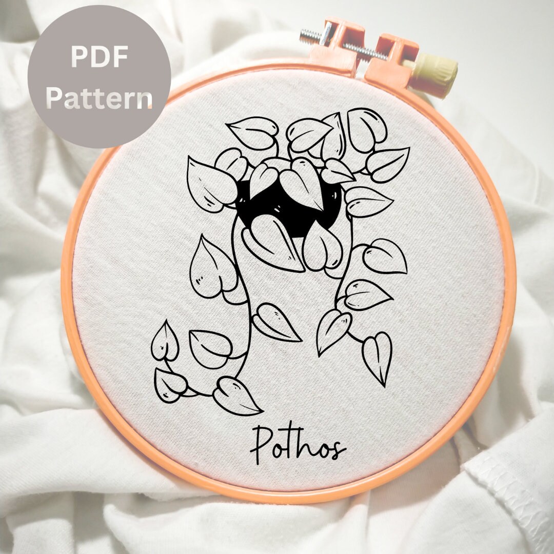 Pothos Plant Hand Embroidery Pattern; Digital Download, PDF File of ...