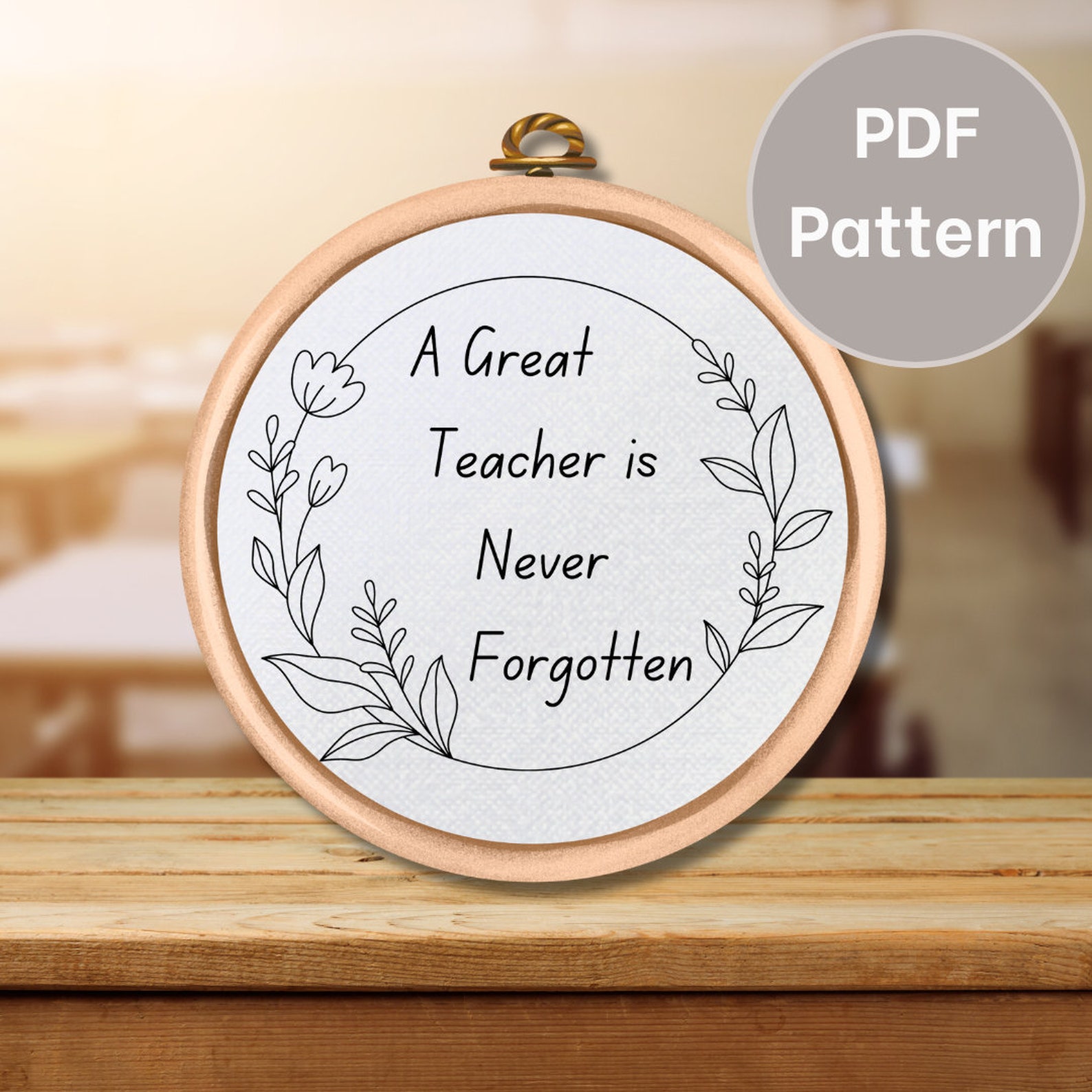 Teacher Gift Embroidery Design, Teaching Hand Embroidery Pattern PDF ...