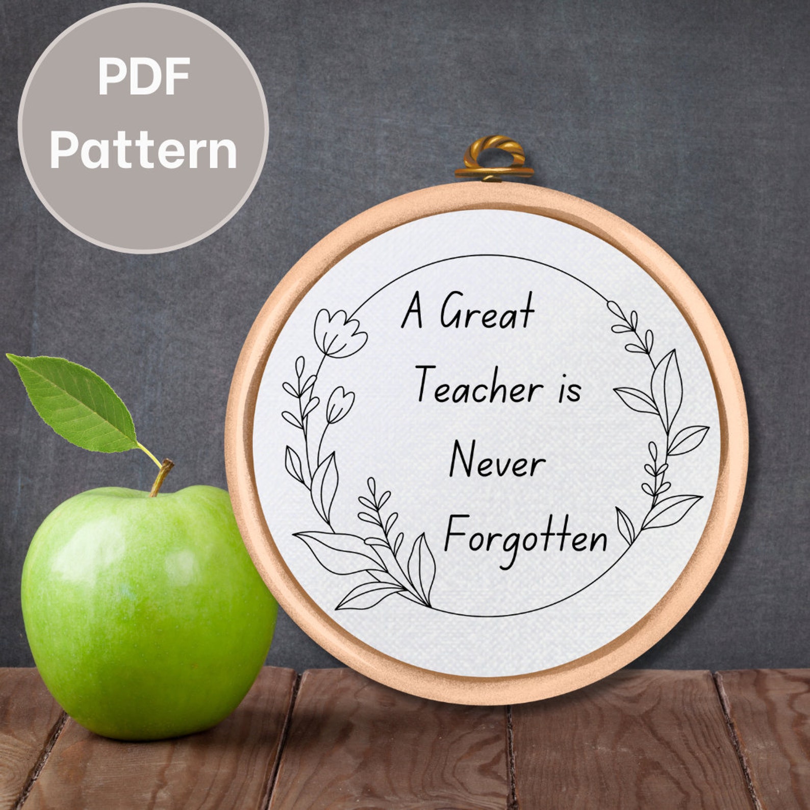 Teacher Gift Embroidery Design, Teaching Hand Embroidery Pattern PDF ...