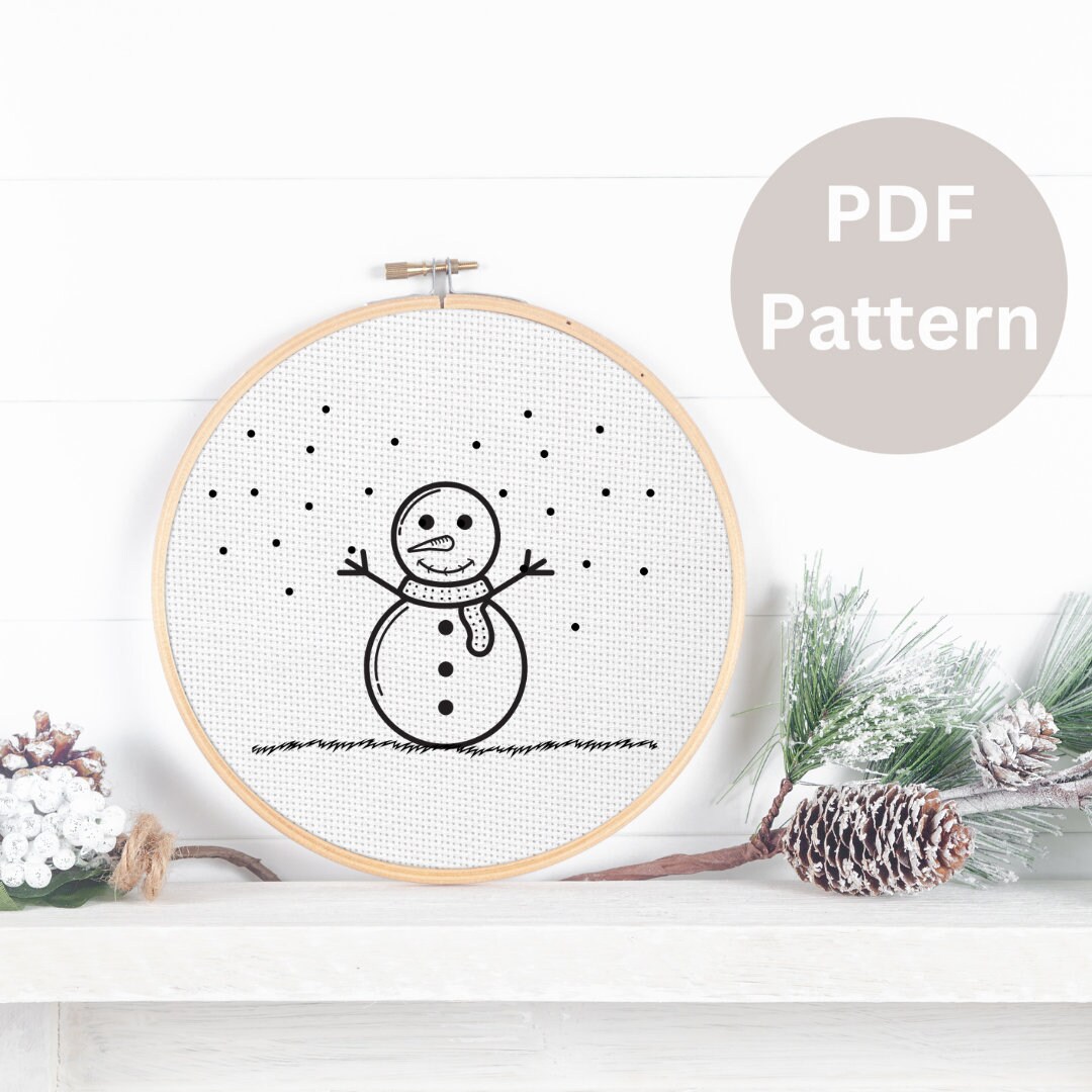 Snowman Embroidery Pattern, Christmas Hand Embroidery Design, Winter ...