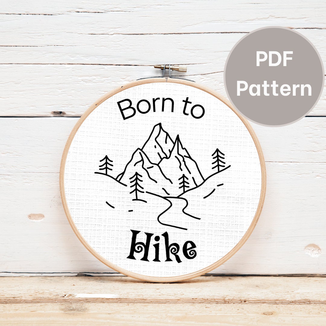 Hiking Embroidery Pattern PDF, Hiker Embroidery Design, Hand Embroidery ...