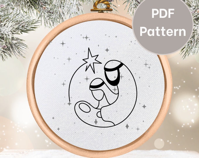 Christmas Nativity Hand Embroidery Pattern, PDF Download, Holy Family ...