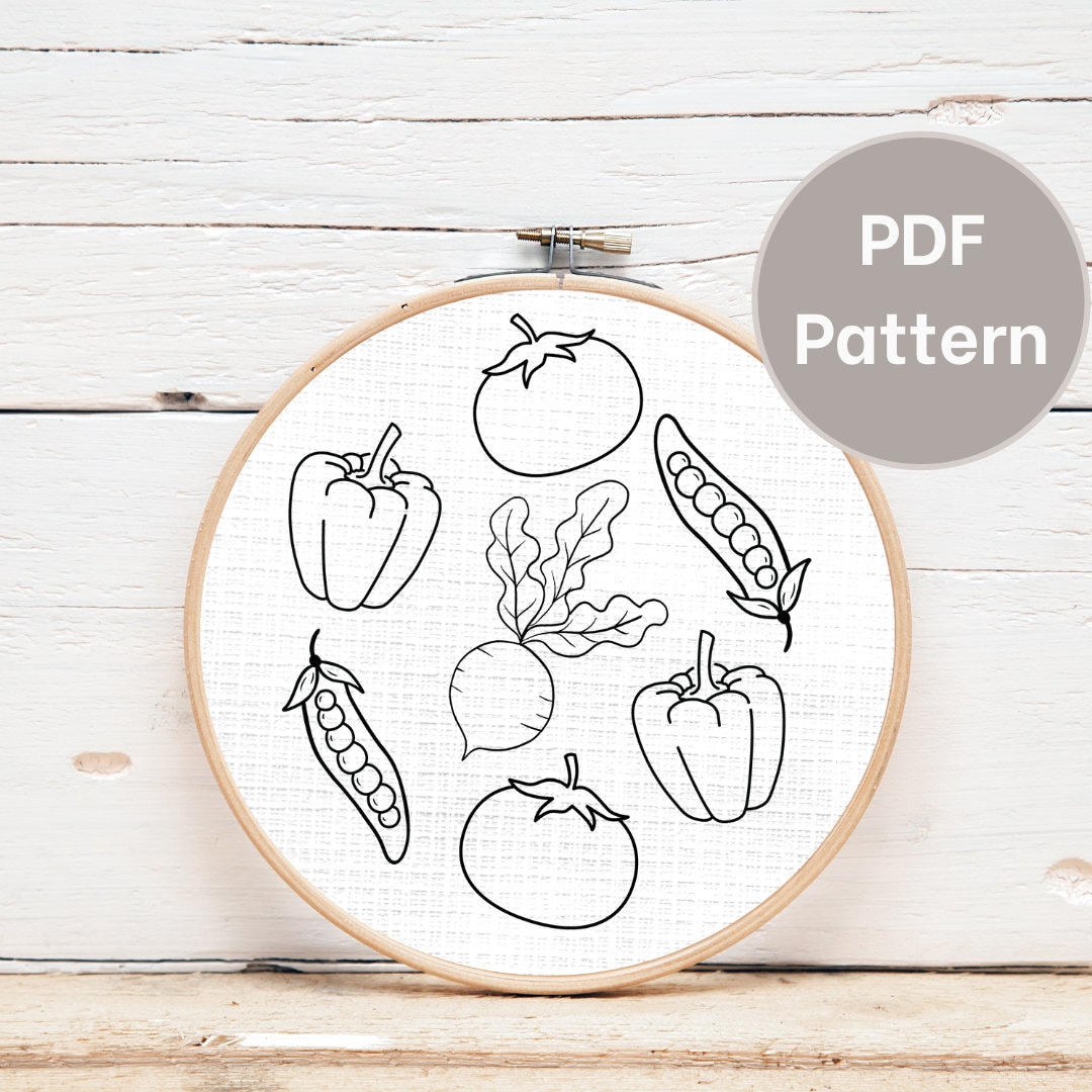 Vegetables Embroidery Design, Hand Embroidery Pattern PDF of Tomatoes ...