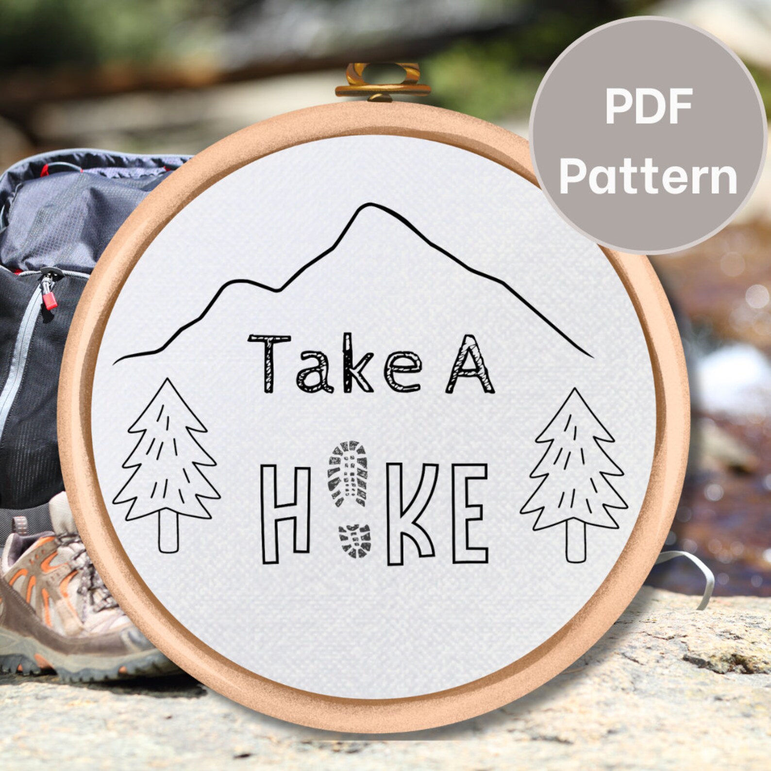 Take a Hike Embroidery Pattern PDF, Hiking Embroidery Design - Etsy