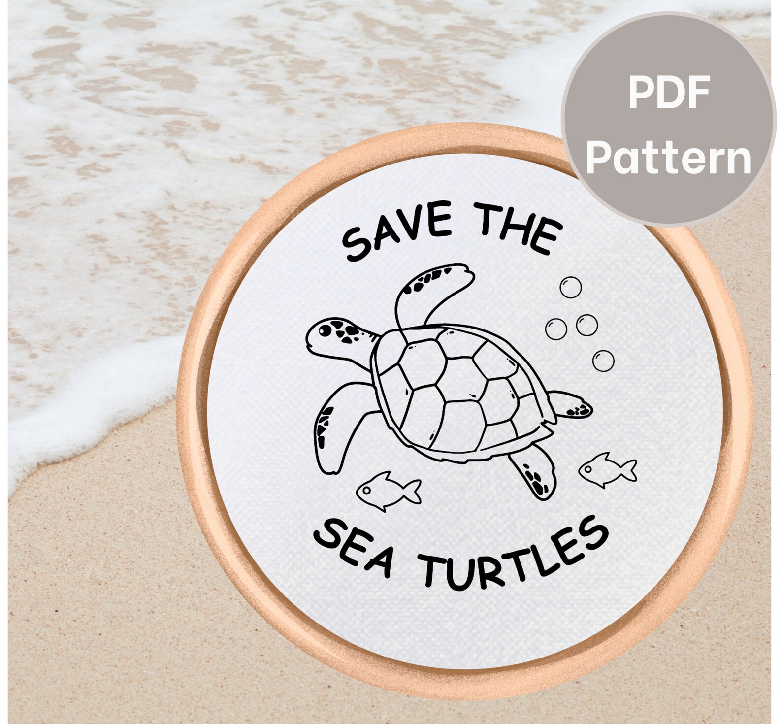 Sea Turtle Embroidery Design, Hand Embroidery Pattern Pdf; Printable ...