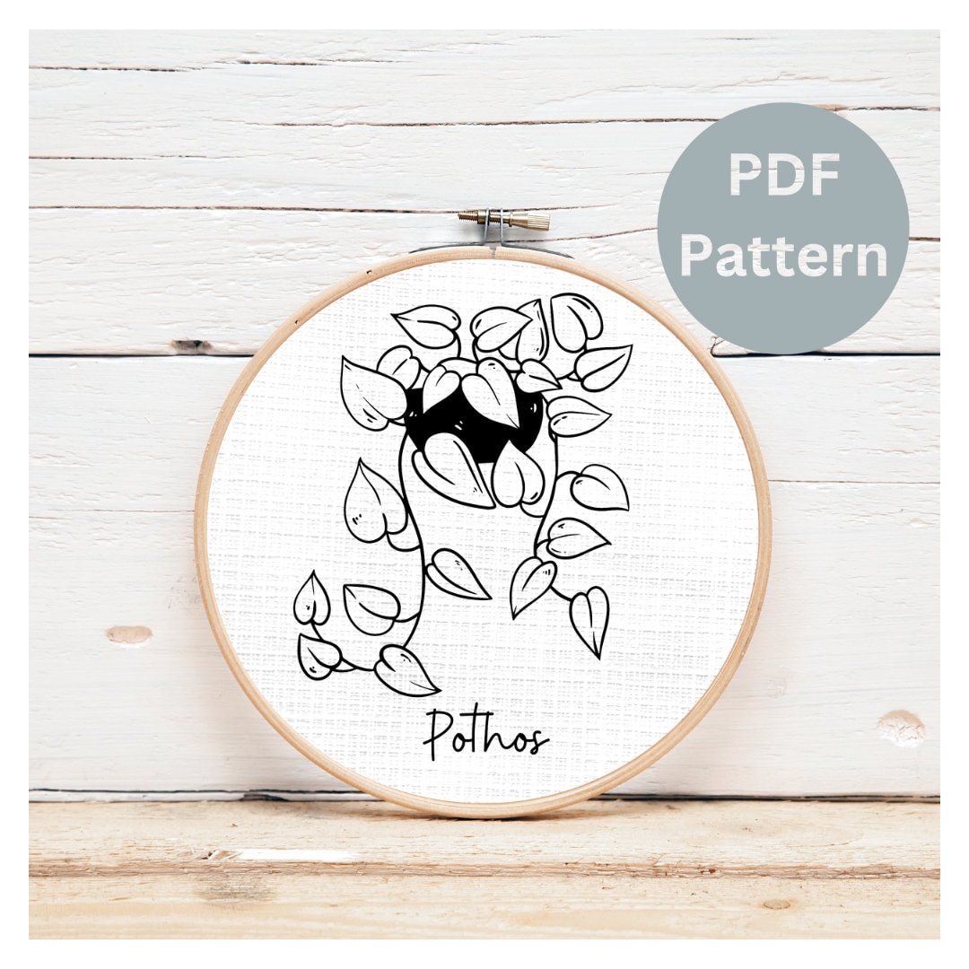 Pothos Plant Hand Embroidery Pattern; Digital Download, PDF File of ...