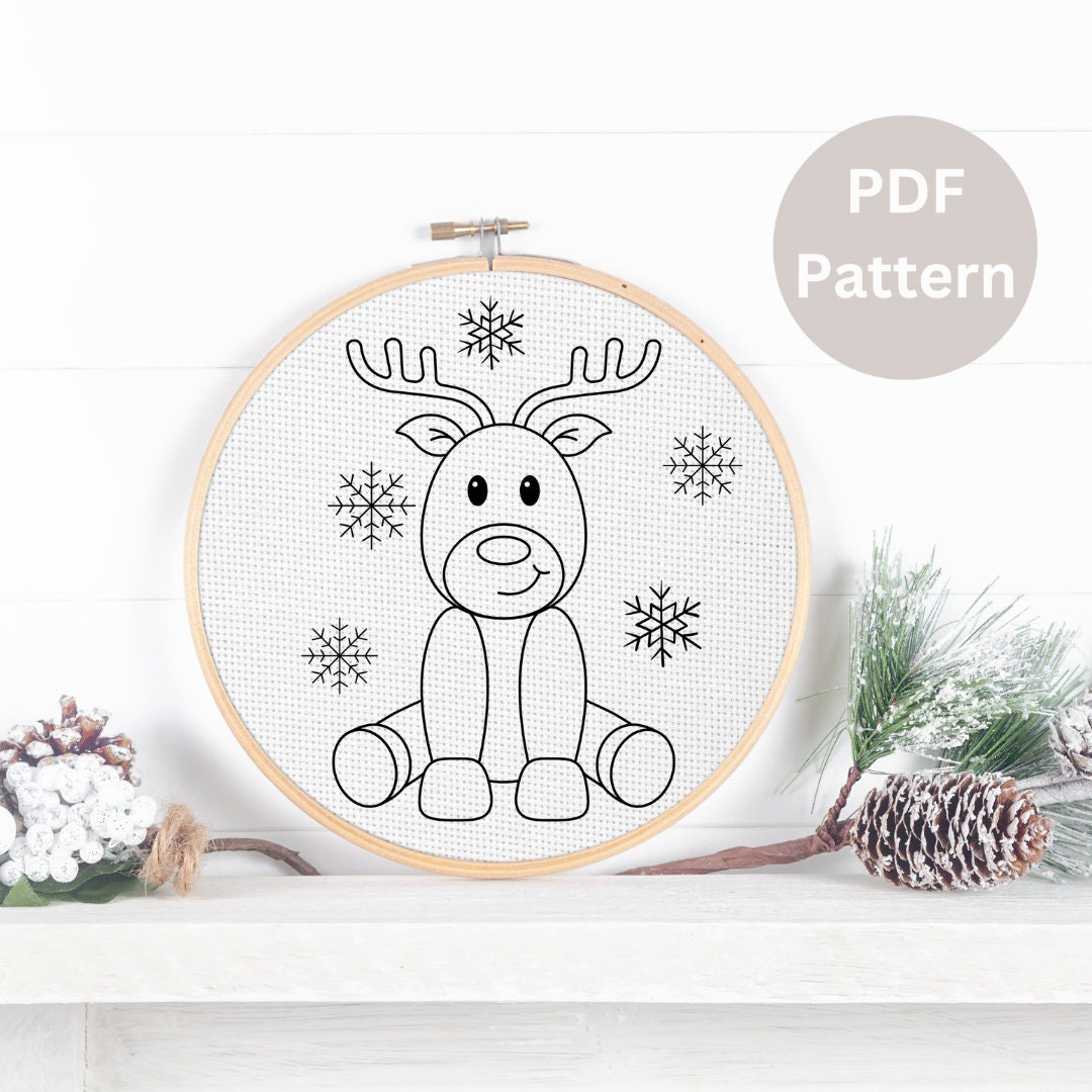 Reindeer Embroidery Pattern: Christmas Snowflakes (PDF Pattern) - Etsy