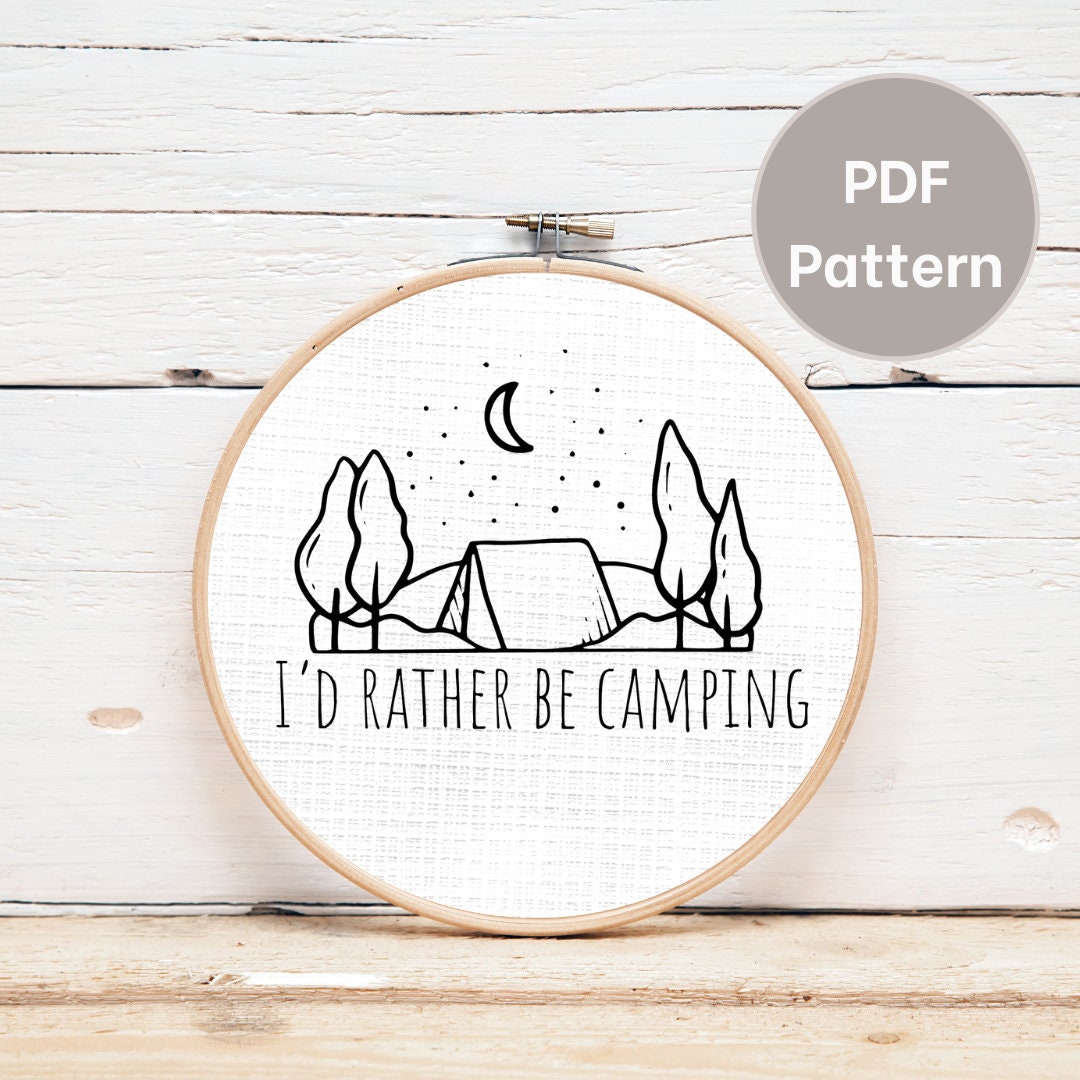 Camping Embroidery Design, Printable Embroidery Pattern for Hand ...