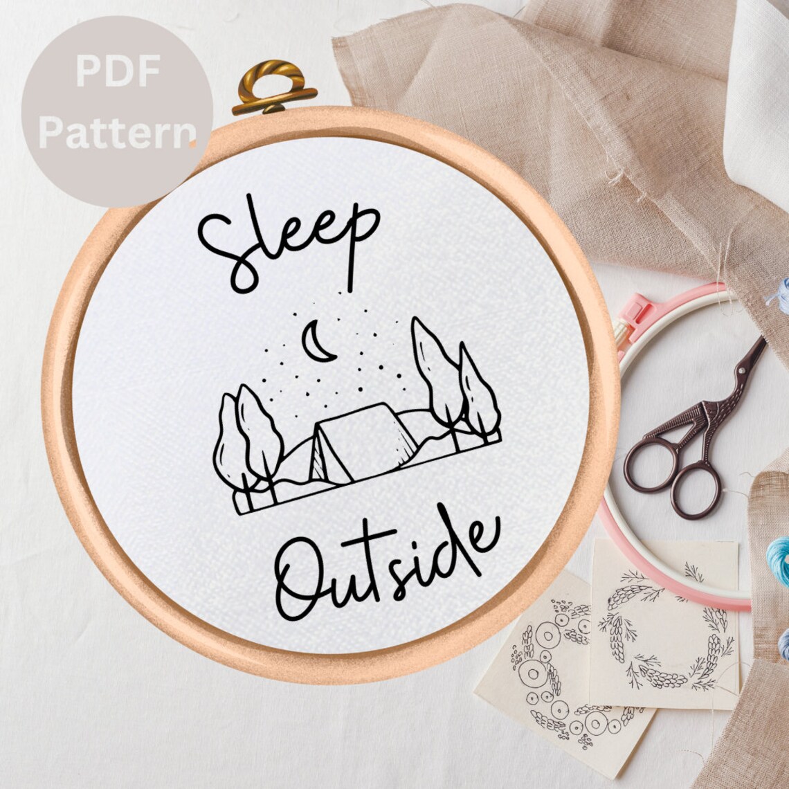 Camping Embroidery Pattern; Camp Decor, Printable Hand Embroidery ...