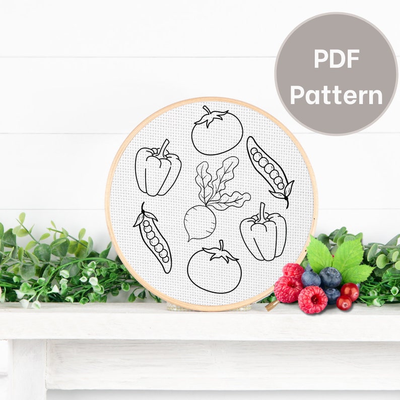 Vegetables Embroidery Design, Hand Embroidery Pattern PDF of Tomatoes ...