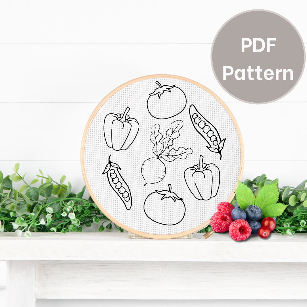 Vegetables Embroidery Design, Hand Embroidery Pattern PDF of Tomatoes ...