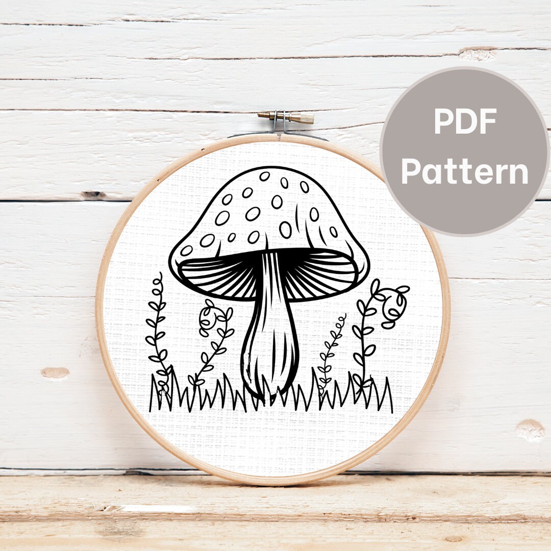 Mushroom Embroidery Pattern: Woodland Toadstool Design (PDF Digital ...