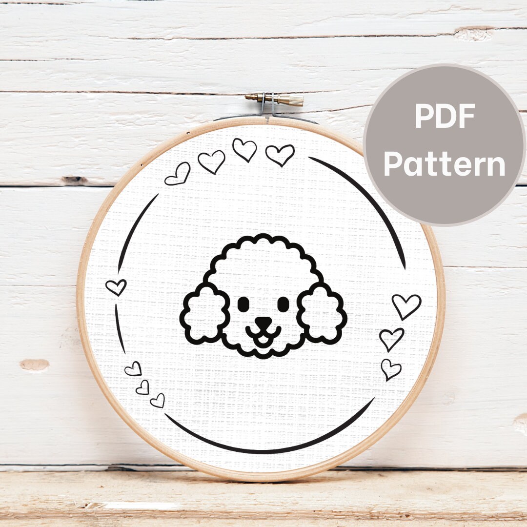 Poodle Embroidery Design, Dog Embroidery Design, Printable Pattern ...