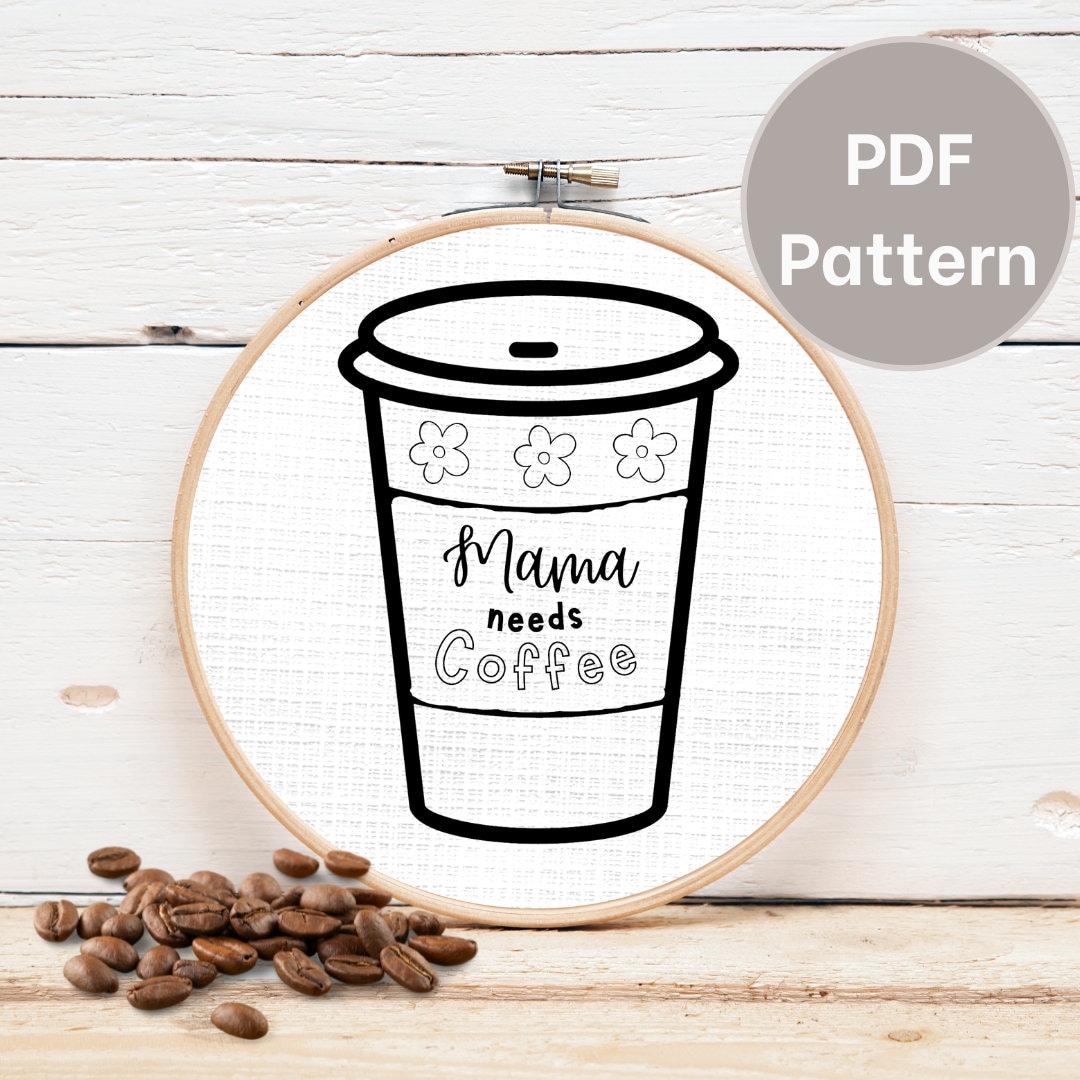 Coffee Lover Embroidery Design, Hand Embroidery Pattern, PDF Download ...