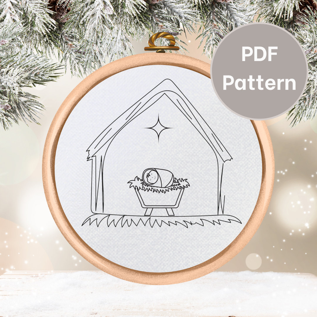 Christmas Nativity Hand Embroidery Pattern, Printable Design, Baby ...