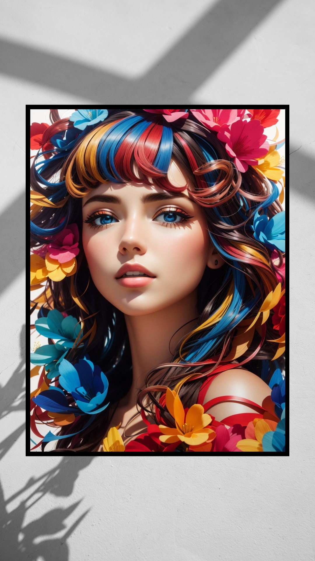 Printable Art With Vivid Color Girl Portrait Art for Wall, Living Room ...