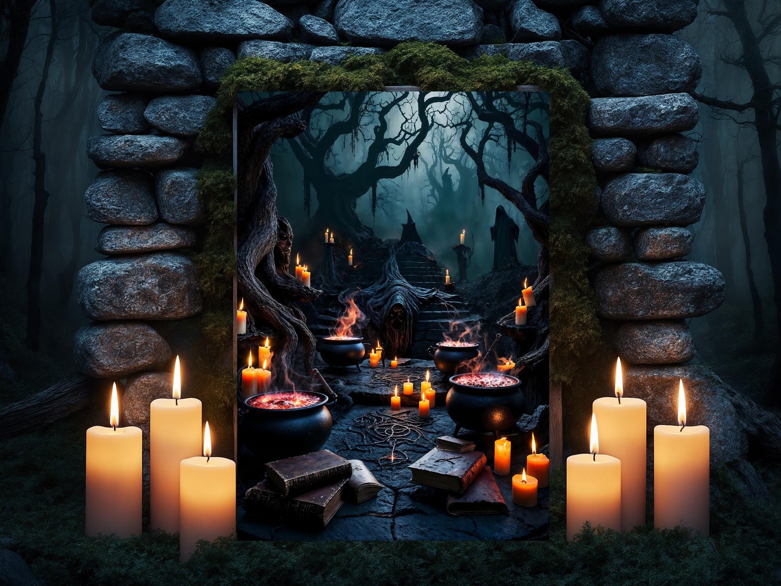 Witch’s Enchanted Lair - Mystical Halloween Wall Art | Dark Fantasy ...