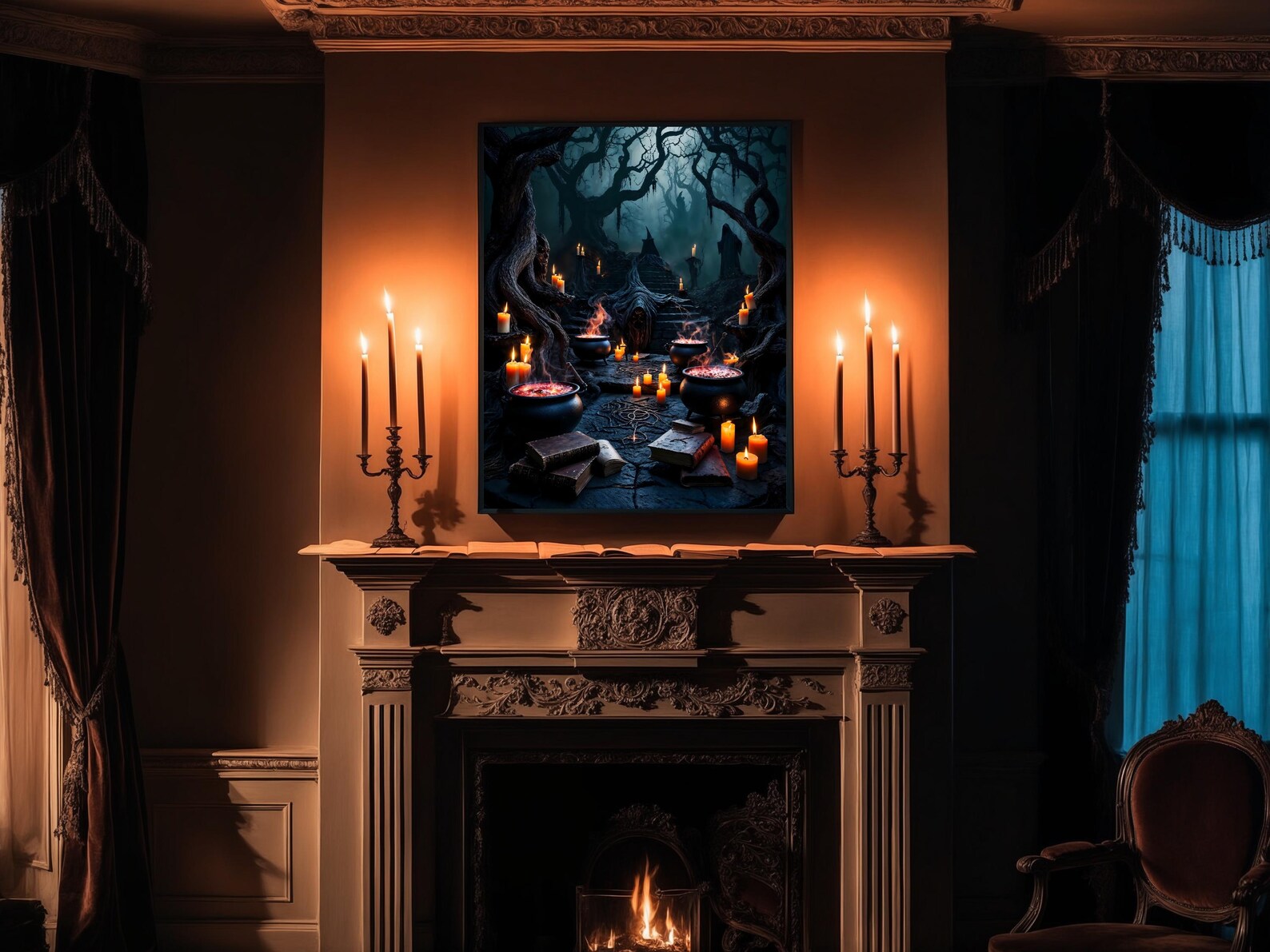 Witch’s Enchanted Lair - Mystical Halloween Wall Art | Dark Fantasy ...