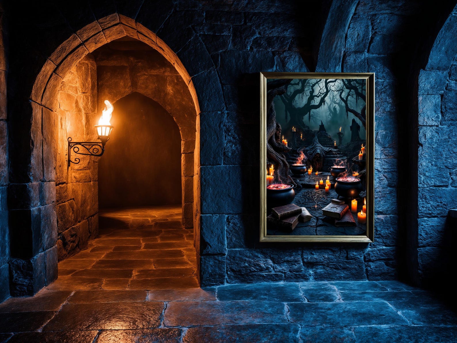 Witch’s Enchanted Lair - Mystical Halloween Wall Art | Dark Fantasy ...